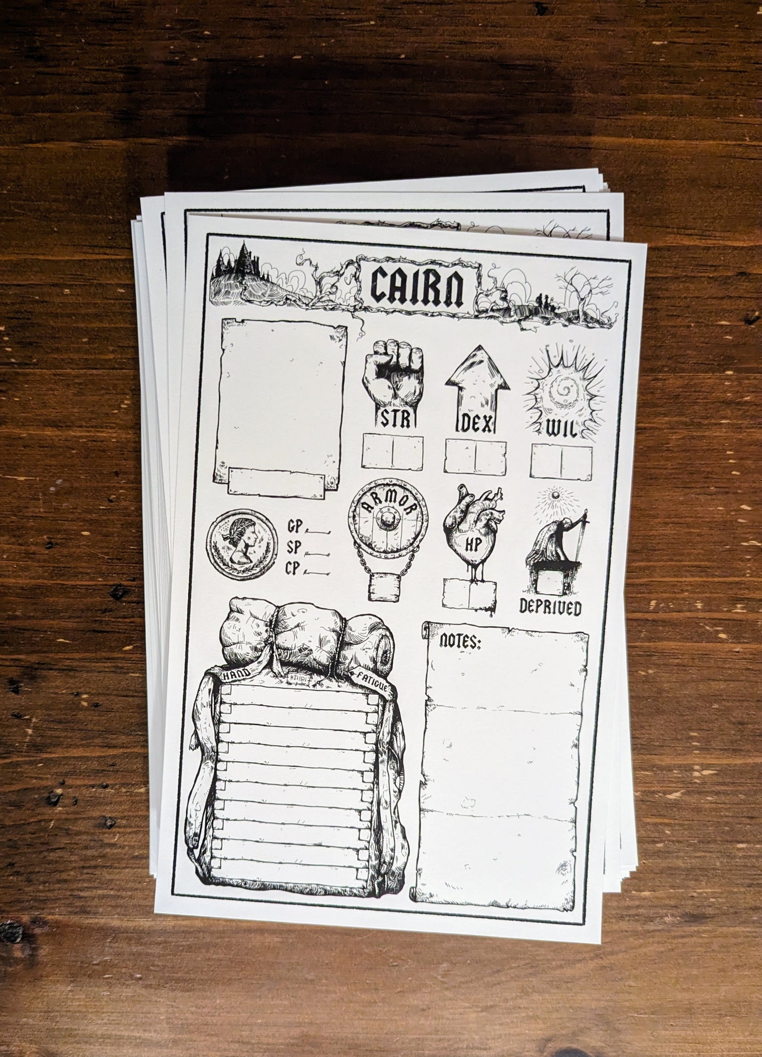 Character Sheets (10 pack) for Cairn 1e – Cairn Store